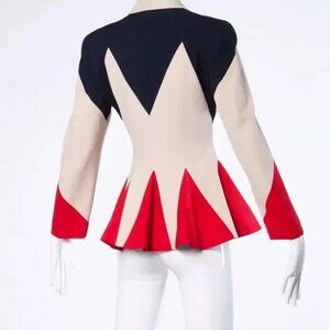 Moschino | Jackets & Coats | Moschino Ivory Red Black Triangle Jacket ...